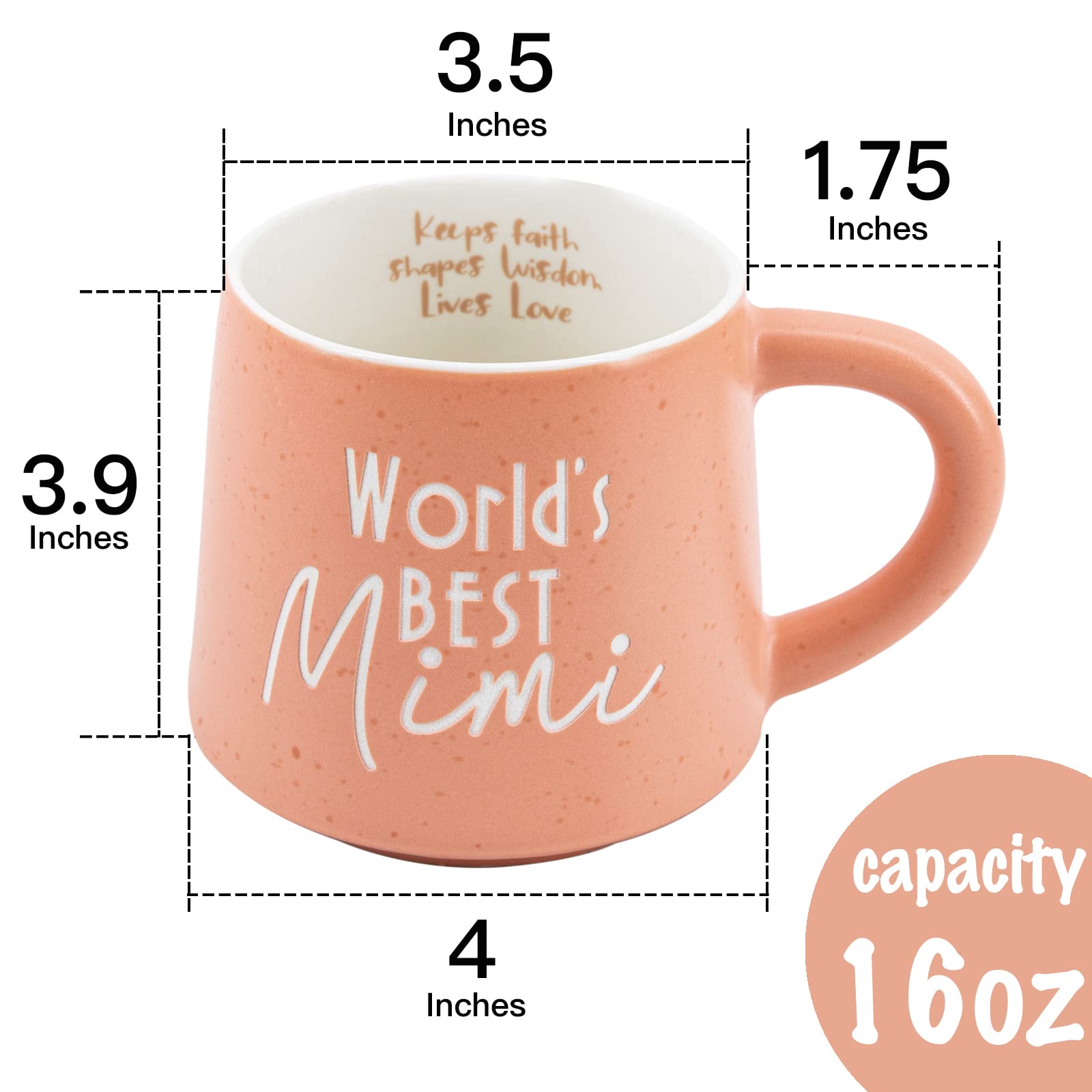 COLLECTIVE HOME - Coffee Mug, Family Ceramic Tea Cup, Funny Gift for Mother's Day/Father's Day, 16 oz, Dishwasher and Microwave Safe, World's BEST Mimi