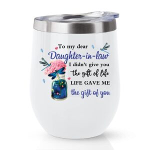 qatdey daughter in law gifts wine tumbler, best gifts for future daughter in law, daughter in law gift from mother in law, daughter-in-law gifts ideas, birthday gifts for daughter in law 12 oz cup