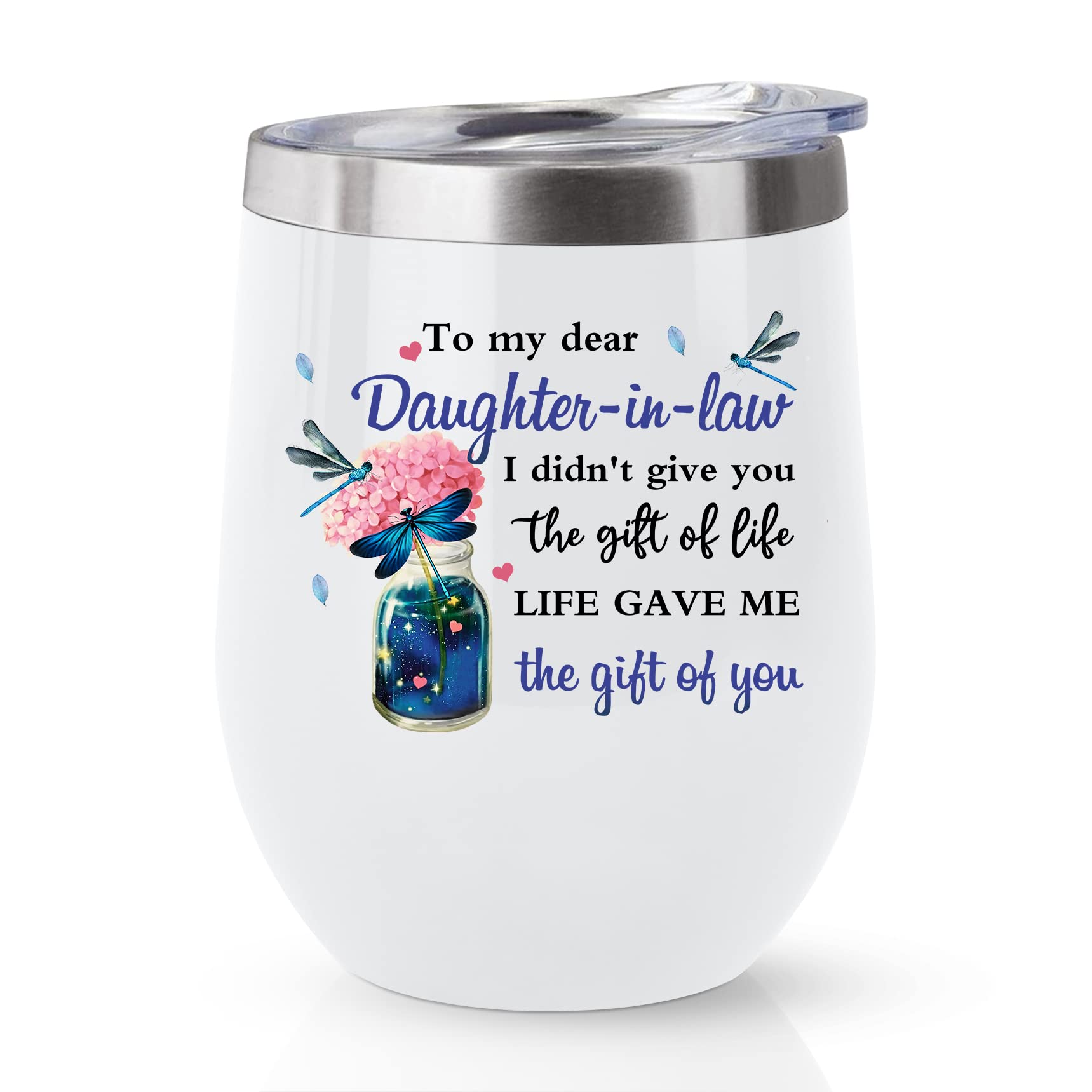 Qatdey Daughter in Law Gifts Wine Tumbler, Best Gifts for Future Daughter in Law, Daughter in Law Gift from Mother in Law, Daughter-in-Law Gifts Ideas, Birthday Gifts for Daughter in Law 12 oz Cup