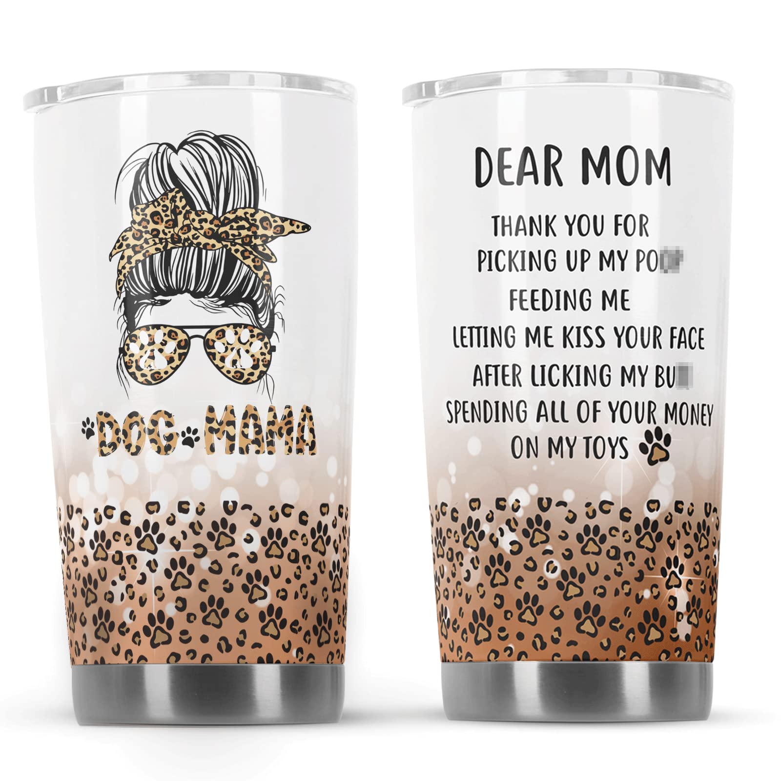 Micellwuu Dog Mom Gifts for Women, DOG MAMA 20 Oz Dog Mom Travel Tumbler, Christmas Mother’s Day Gift for Dog Mom MAMA Fur Mom Dog Lover Dog Owner