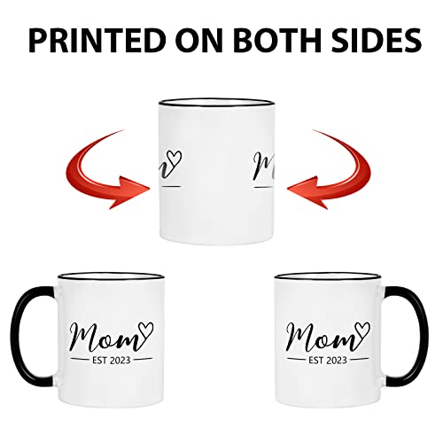 YHRJWN - Mom and Dad Mug, Mom Dad Est 2023 Coffee Mug Set, Gifts for New Parents, New Mom Dad Gifts, Pregnancy Gifts for First Time Moms Couple, First Fathers Day Mothers Day Gifts, 11Oz(Black Handle)