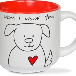 Pavilion Gift Company Blobby Dog-Mom I Woof You Ceramic Coffee Mug, Red