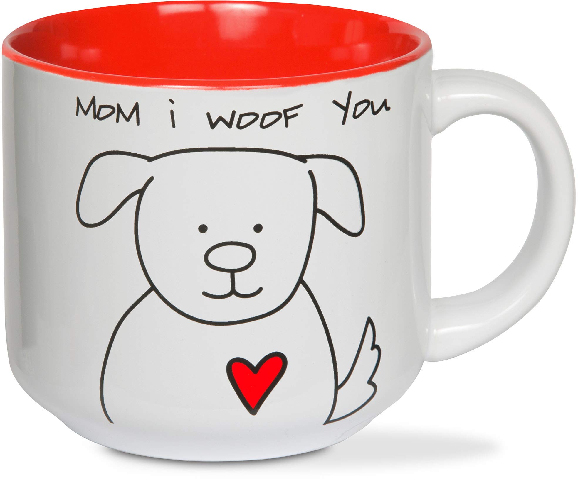 Pavilion Gift Company Blobby Dog-Mom I Woof You Ceramic Coffee Mug, Red