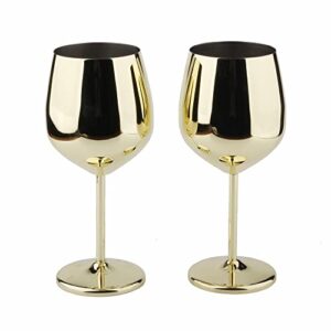 arora stainless steel wine glass 18oz - set of 2 gold - 3.6" d x 8.3" h (851029)