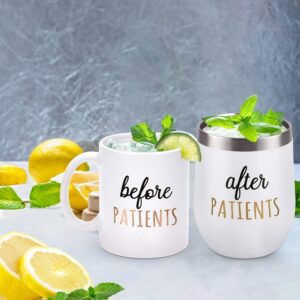 Lifecapido Before Patients, After Patients Perfect Nurse day Appreciation Gifts Idea for Nurses, Doctors, Hygienists, Assistants, Dentists, 11 oz Coffee Mug and 12 oz Stainless Steel Wine Tumbler Set