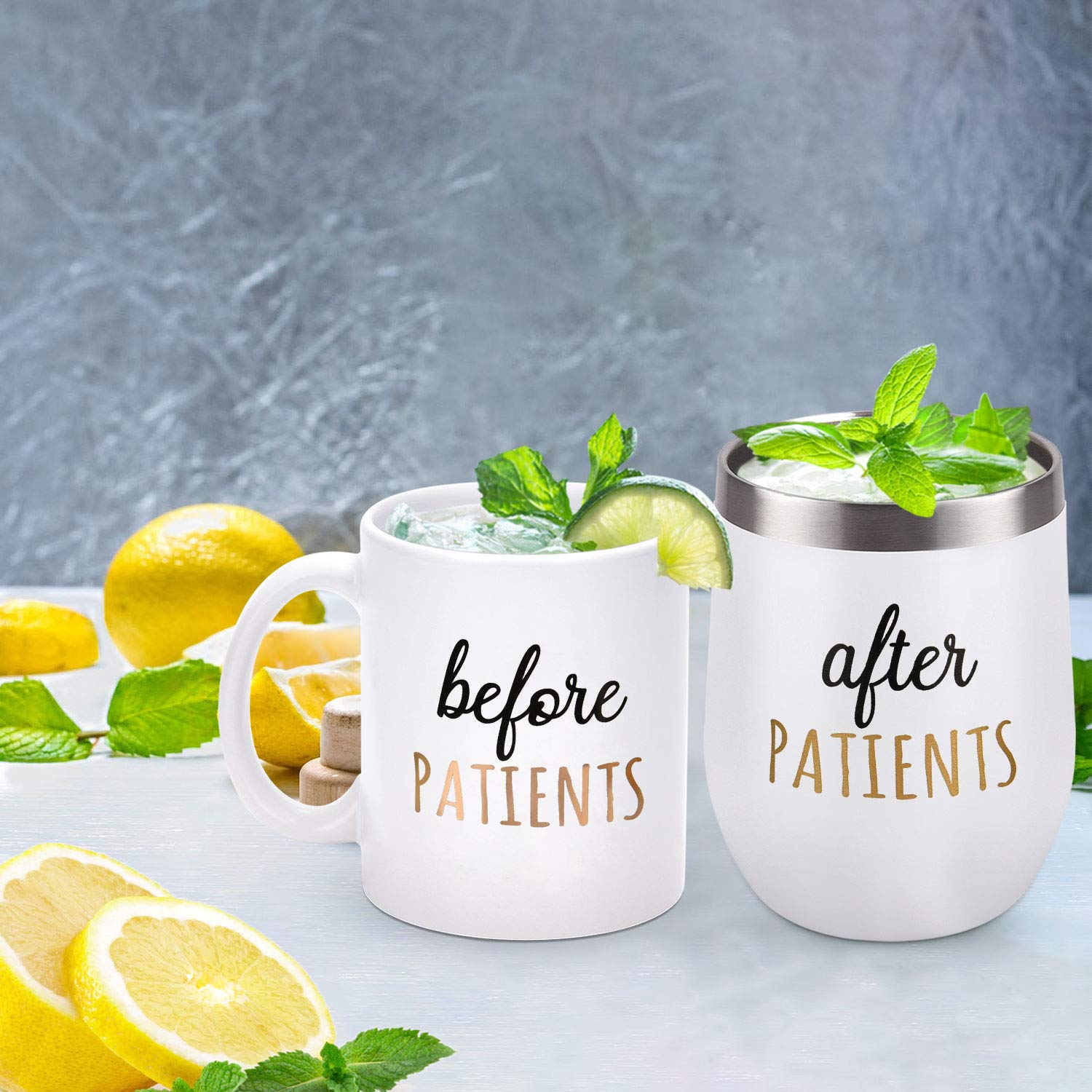 Lifecapido Before Patients, After Patients Perfect Nurse day Appreciation Gifts Idea for Nurses, Doctors, Hygienists, Assistants, Dentists, 11 oz Coffee Mug and 12 oz Stainless Steel Wine Tumbler Set