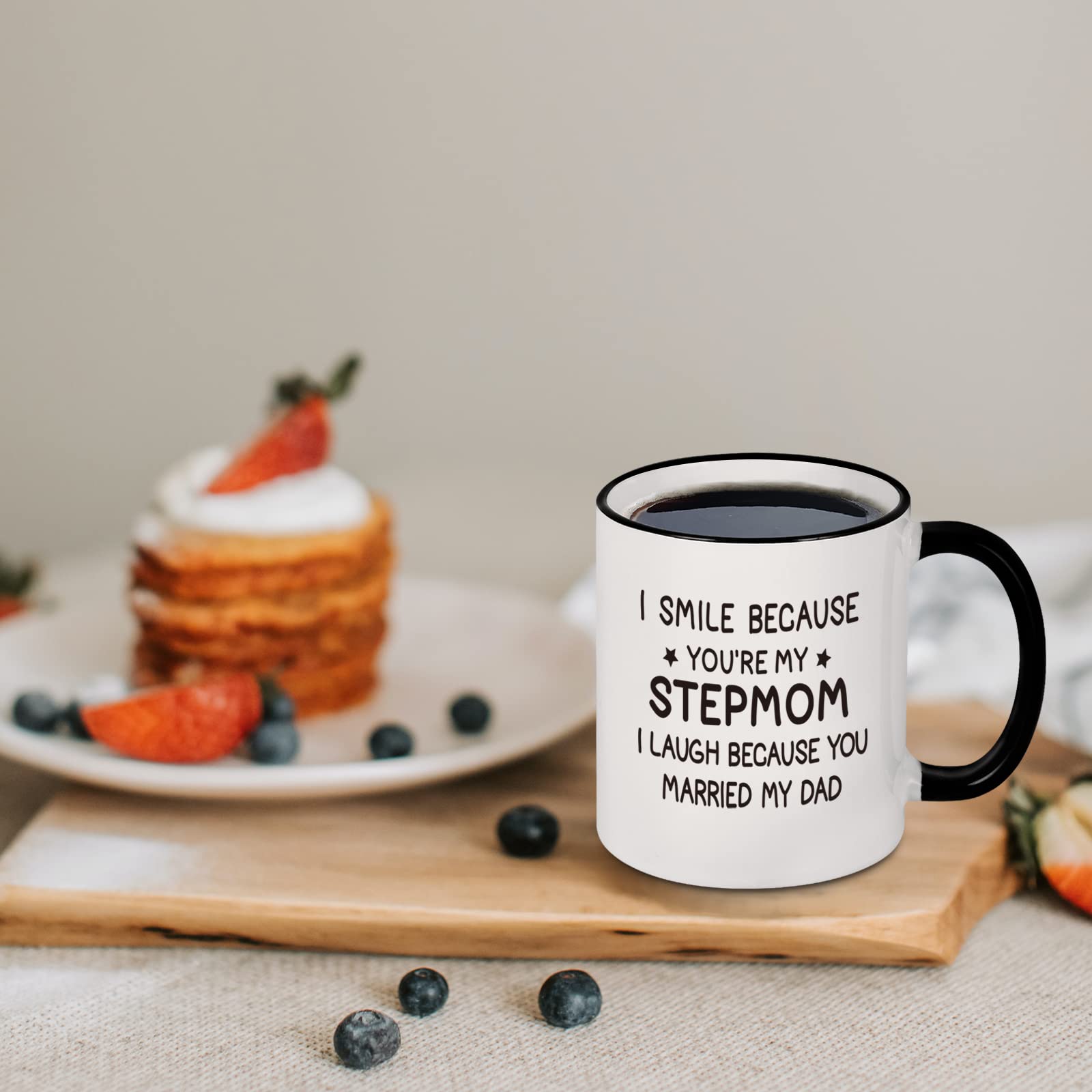 Maustic Stepmom Mothers Day Gifts, I Smile Because You are My Stepmom Funny Coffee Mug, Christmas Birthday Gifts for Stepmom from Bonus Daughter Bonus Son, Step Mom Coffee Mug 11 Oz White