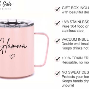 VIOLET & GALE Glamma Gifts for Grandma 12oz Thoughtful First Time Grandma Gifts New Grandma To Be Coffee Mug Glam Ma Travel Cup