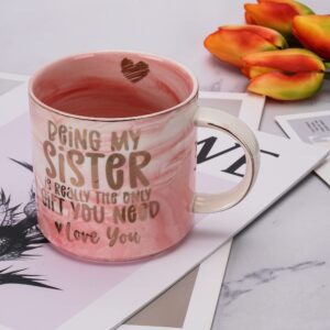 Hendson Sister Birthday Gifts for Women - Funny Sister Gag Gift for Her - Mothers Day, Christmas, Sorority, Unbiological Sisters, Big Sis Mug - Being My Sister is the Only Gift You Need - 11.5oz Cup