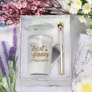 WENSSY Best Granny Ever Mug, Gifts for Granny, Birthday Mothers Day Gifts for Granny Grandma from Granddaughter Grandkis Grandson 14 Ounce Grey with Gift Box