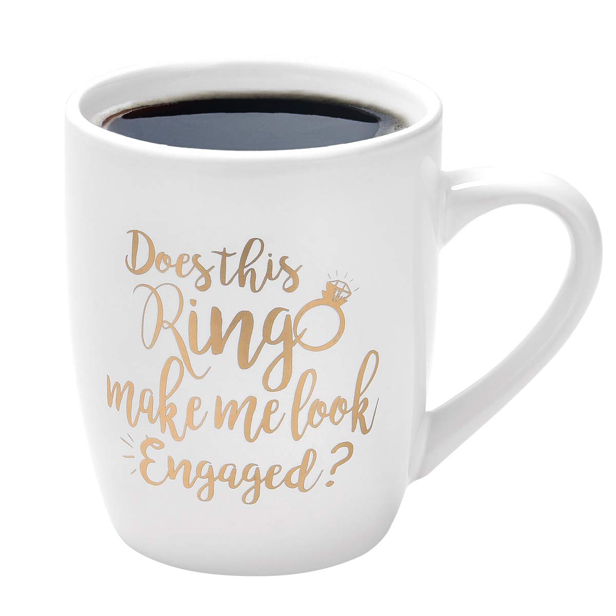 Maustic Engagement Gift Does This Ring Make Me Look Engaged Coffee Mug Funny Mug Novelty Coffee Mug Gift for Women Men Engagement Anniversary Birthday Christmas