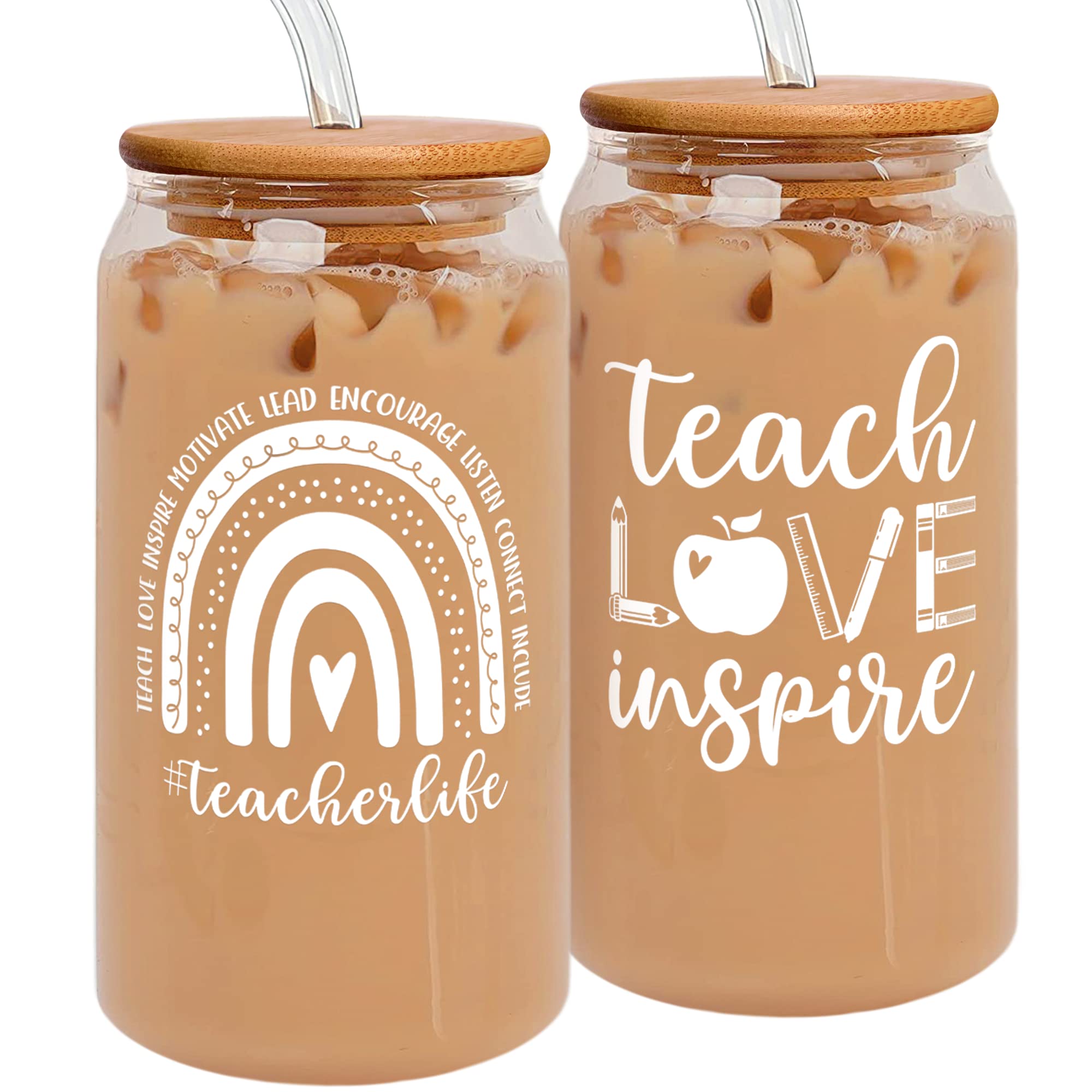 Teacher Appreciation Gifts for Women - Thank You Teacher Gifts, Teacher Gifts for Women - Gifts for Teachers Women - Teacher Valentines Day Gifts, Teacher Valentine Gift - 16 Oz Teacher Can Glass