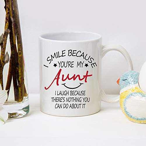 I Smile Because You Are My Aunt Mug I Smile Because Your My Aunt Mug Aunt Coffee Mug Gifts Birthday Mothers Day Gifts for Aunt Auntie from Nephew Niece 11 Ounce with Gift Box