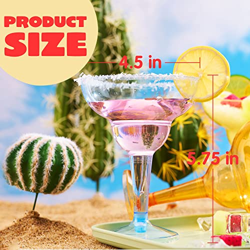 JOYIN 48PCS Plastic Margarita Glasses Cups, 12 oz Neon Disposable Cocktail Cups, Frozen Drink Cups for Cinco De Mayo Fiesta Decoration, Mexican Theme Party Supplies