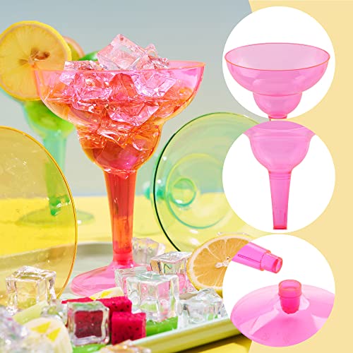 JOYIN 48PCS Plastic Margarita Glasses Cups, 12 oz Neon Disposable Cocktail Cups, Frozen Drink Cups for Cinco De Mayo Fiesta Decoration, Mexican Theme Party Supplies