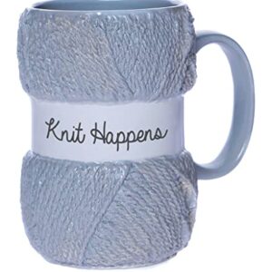 Boxer Gifts 'Knit Happens' Novelty Knitting Gift Mug | Light Blue Colour With Realistic Yarn Detailing | Amazing Christmas, Birthday Or Mother's Day Gift For Her