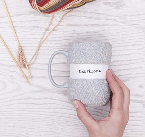 Boxer Gifts 'Knit Happens' Novelty Knitting Gift Mug | Light Blue Colour With Realistic Yarn Detailing | Amazing Christmas, Birthday Or Mother's Day Gift For Her