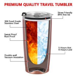 Cpskup Moms Get Promoted to Grandma Travel Tumbler, Funny Gifts for Mom Grandma New Grandma Grandma to be, Christmas Mother’s Day Gifts Stainless Steel Insulated Tumbler with 2 Lids(20oz, Rose Gold)