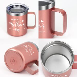 Gtmileo Mothers Day Gifts for Mom, Happy Mothers Day Stainless Steel Insulated Coffee Mug, Mom Gifts from Daughter Son, Birthday Christmas Gifts for Mom New Mom Mom to Be Mother Women(12oz, Rose Gold)