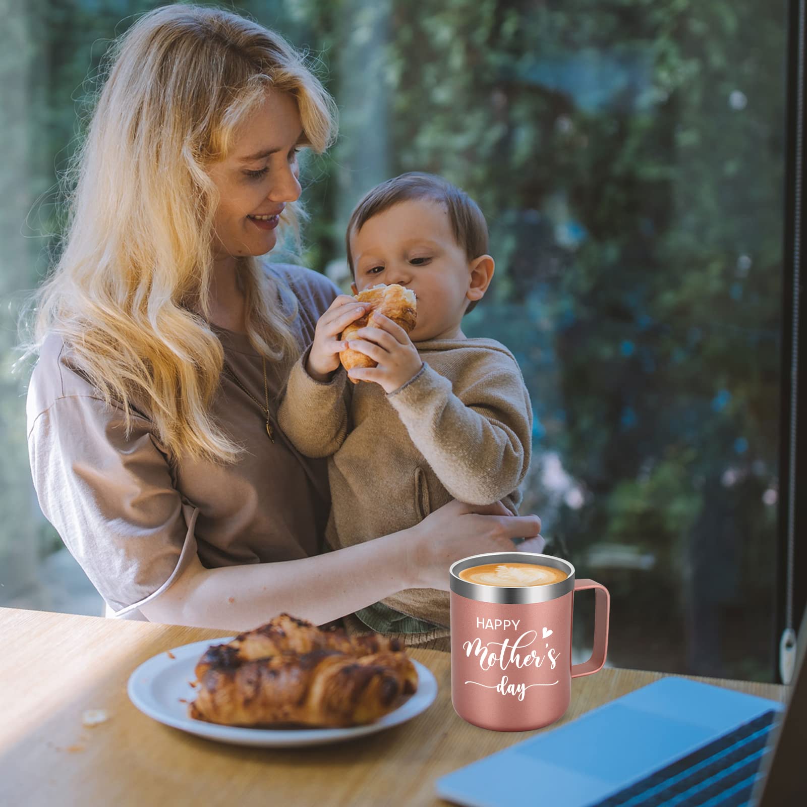 Gtmileo Mothers Day Gifts for Mom, Happy Mothers Day Stainless Steel Insulated Coffee Mug, Mom Gifts from Daughter Son, Birthday Christmas Gifts for Mom New Mom Mom to Be Mother Women(12oz, Rose Gold)