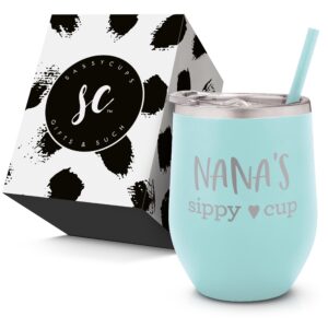 nana's sippy cup insulated wine tumbler - new nana - mother's day tumbler with straw - adult sippy cup mommy juice, mama cup gift - wine tumbler for nana - mom juice tumbler - wine sippy cup