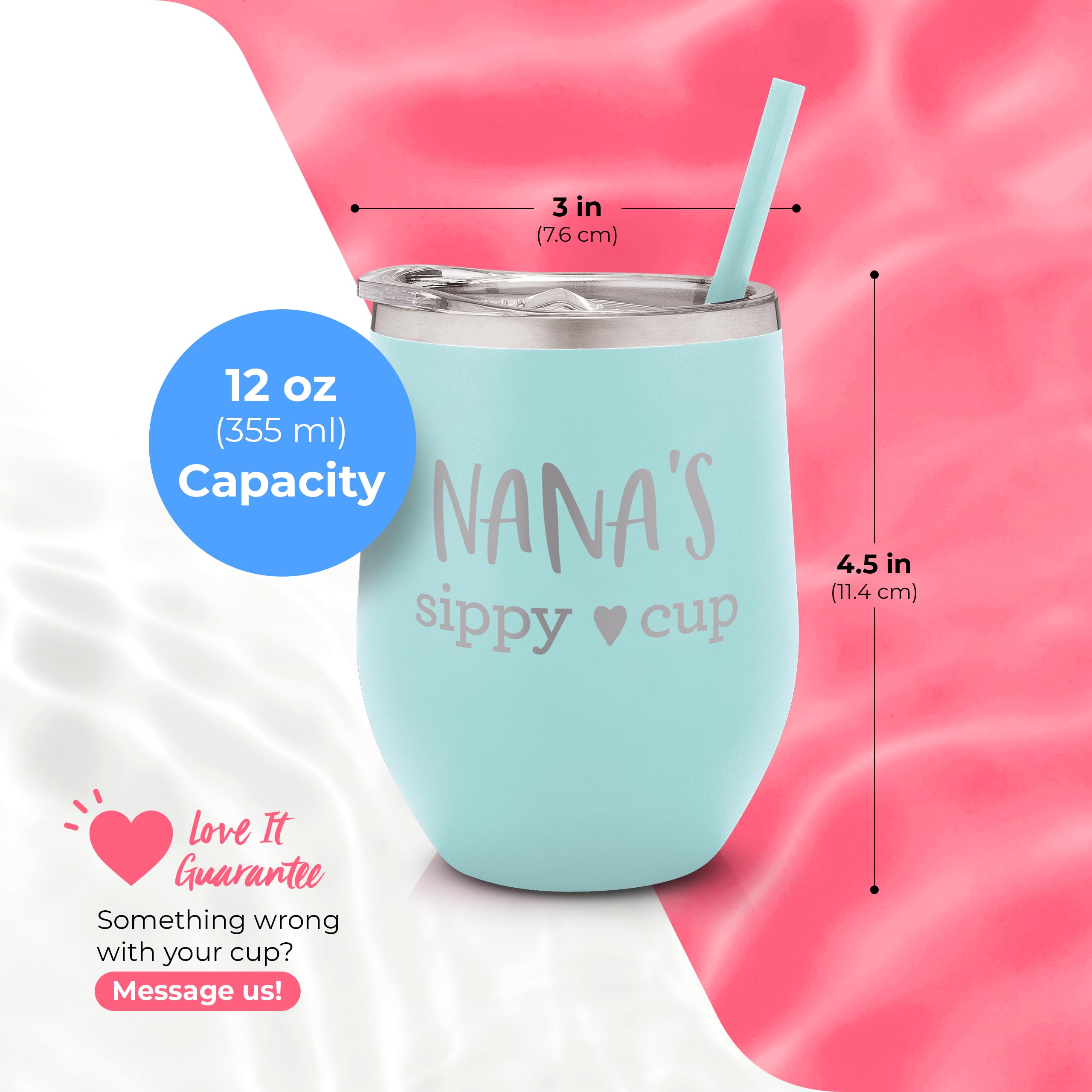 Nana's Sippy Cup Insulated Wine Tumbler - New Nana - Mother's Day Tumbler with Straw - Adult Sippy Cup Mommy Juice, Mama Cup Gift - Wine Tumbler for Nana - Mom Juice Tumbler - Wine Sippy Cup