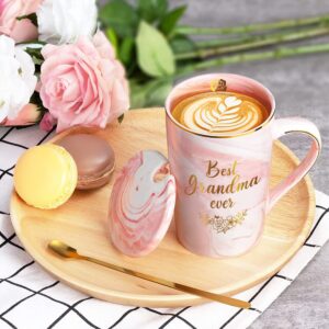 Livinges Best Grandma Ever Mug Grandma Mug Gifts For Grandma - Abuela Gifts From Grandchildren Coffee Cup For Grandma Nana Mug Gifts For Grandmother From Grandson Granddaughter Grandkids Pink Mug 12oz