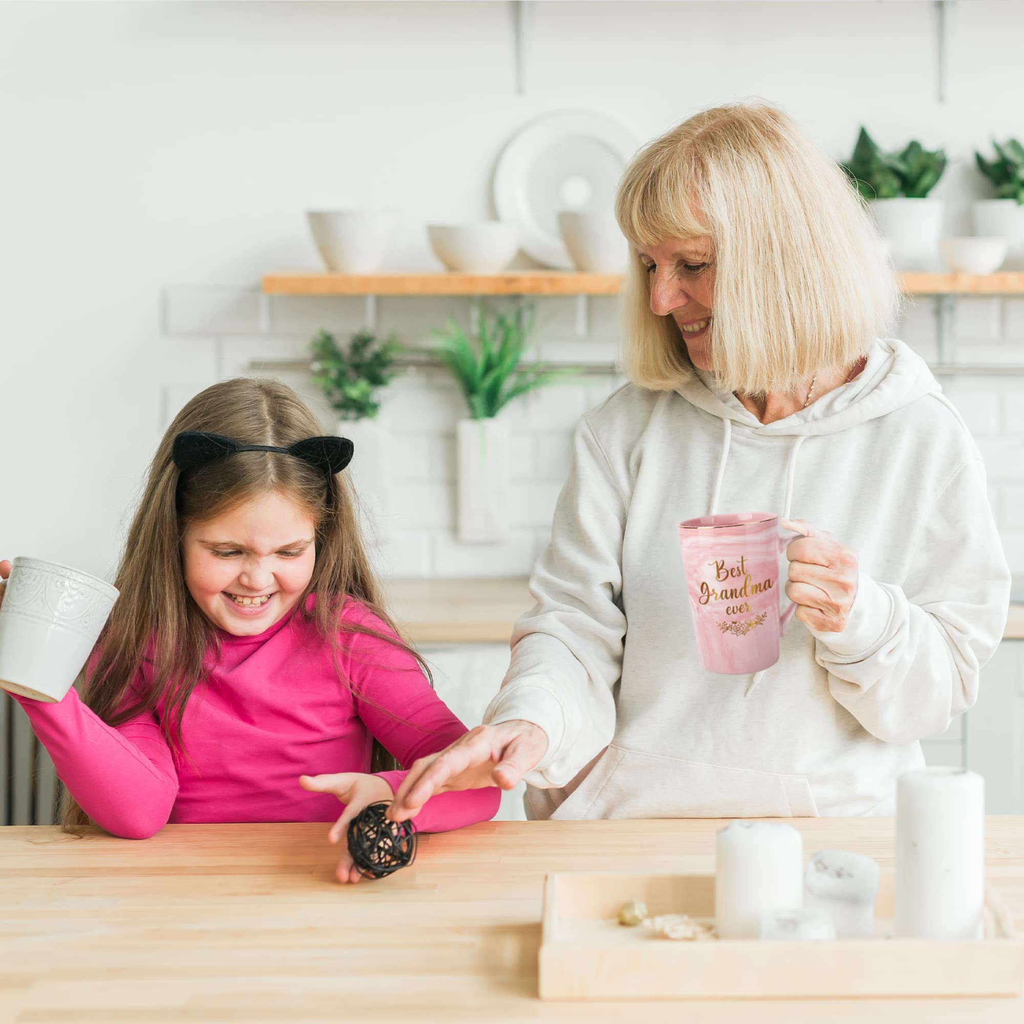 Livinges Best Grandma Ever Mug Grandma Mug Gifts For Grandma - Abuela Gifts From Grandchildren Coffee Cup For Grandma Nana Mug Gifts For Grandmother From Grandson Granddaughter Grandkids Pink Mug 12oz