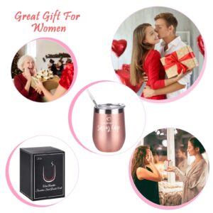 Mommy's Sippy Cup Wine Tumbler with Lid, Mom Birthday Christmas Gifts for Mom New Mom Mother Wife Women Mother's Day Thanksgiving Day, Insulated Stainless Steel Stemless Tumbler (12 Oz, Rose Gold)