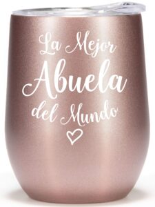 violet and gale abuela gifts for women 12oz wine glass tumbler abuelita spanish grandma birthday gift from granddaughter rose gold coffee mug