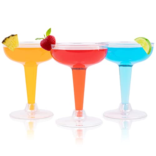 Prestee 24 Clear Plastic Coupe Glasses, 4oz - Champagne Glasses Plastic Disposable, Disposable Margarita Glasses Plastic, Martini, Mimosa, Cocktail Cups, Taco Party, Cinco de Mayo Party Decorations