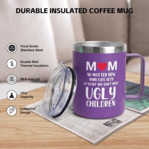 Birthday Gifts for Mom, Mother's Day Gifts from Daughter Son, New Mom Cool Great Best Funny Ideas Presents for Women, Insulated Stainless Coffee Tumbler Cup with Lid for Christmas Valentine's Day