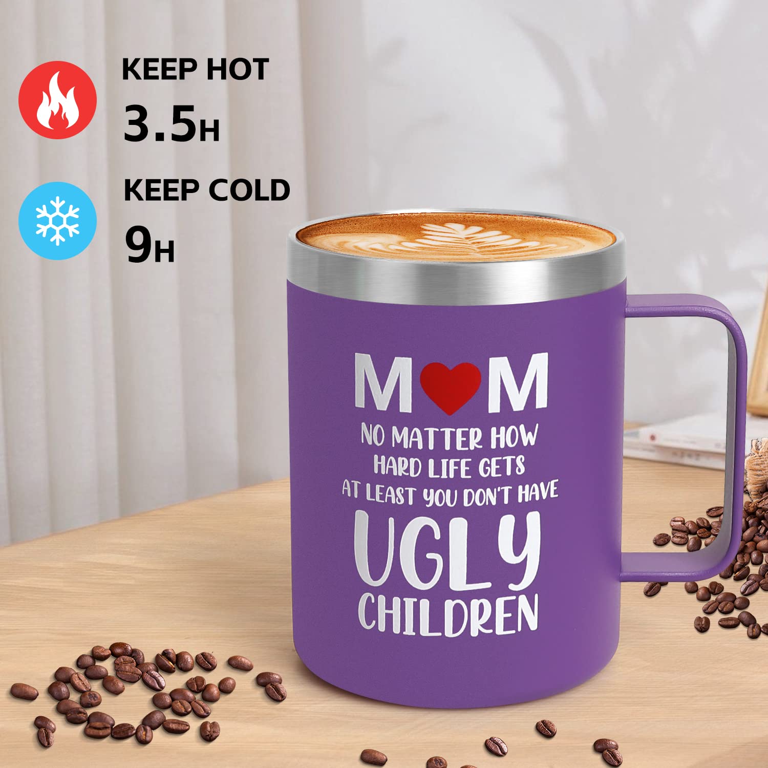 Birthday Gifts for Mom, Mother's Day Gifts from Daughter Son, New Mom Cool Great Best Funny Ideas Presents for Women, Insulated Stainless Coffee Tumbler Cup with Lid for Christmas Valentine's Day