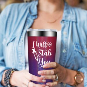 BIRGILT I Will Stab You Gifts - Nurse Gifts for Women - Nurse Week Gifts - Appreciation Gifts for Nurses - School Nurse Practitioner Graduation Gifts - 20oz Nurse Tumblers