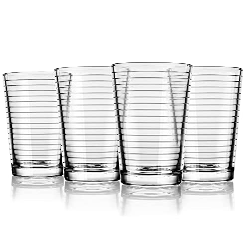 Yumchikel Juice Glasses 7 oz. Set Of 4 Glass Cups - Drinking Beverage Tumblers for Soda, Water, Milk, Coke, and Spirits, Durable and Dishwasher Safe Heavy Bottom Juice Glassware-For Home and Bars