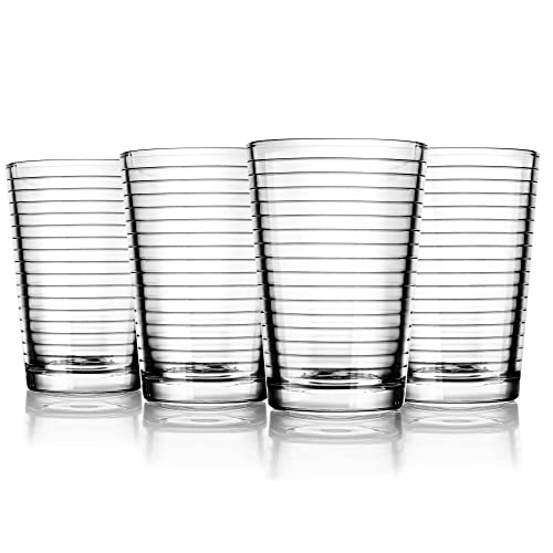 Yumchikel Juice Glasses 7 oz. Set Of 4 Glass Cups - Drinking Beverage Tumblers for Soda, Water, Milk, Coke, and Spirits, Durable and Dishwasher Safe Heavy Bottom Juice Glassware-For Home and Bars