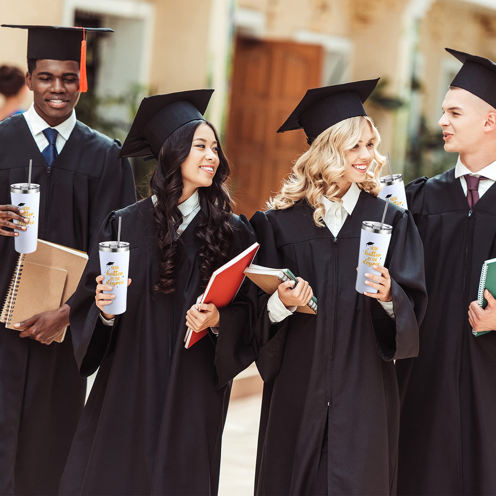 Graduation Present, 22 oz Graduation Tumbler Now Hotter by One Degree Travel Tumbler Insulated Stainless Steel Vacuum Double Wall Travel Tumbler Mug with Lid, Straw and Brush for College High School