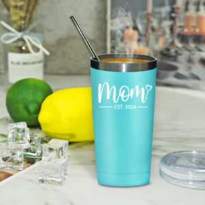 New Mom Gifts - Best Expecting Mom Gifts for Women - Mom Est. 2024-1st Mothers Day Gift for New Mom, New Mommy, Mom to be, Promoted to Mom - First Time Mom Tumbler Cup 20oz