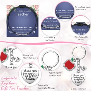 Sabary Christmas Teacher Appreciation Gifts Set Teacher Tumbler for Women, Teacher Cosmetic Bag Unisex Socks Code Bracelet Keychains Bookmark, Back to School Gifts Basket for Birthday Teachers' Day