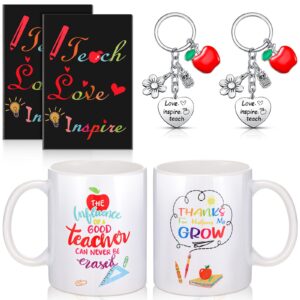 baderke 6 pieces teacher appreciation gifts sets teacher gifts thank you gifts for women include 2 teacher coffee mug cups 2 keychains and 2 mini notepads teacher gifts for women