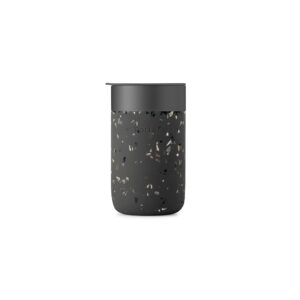 W&P Porter Ceramic Mug w/ Protective Silicone Sleeve, Terrazzo Charcoal 16 Ounces | On-the-Go | Reusable Cup for Coffee or Tea | Portable | Dishwasher Safe