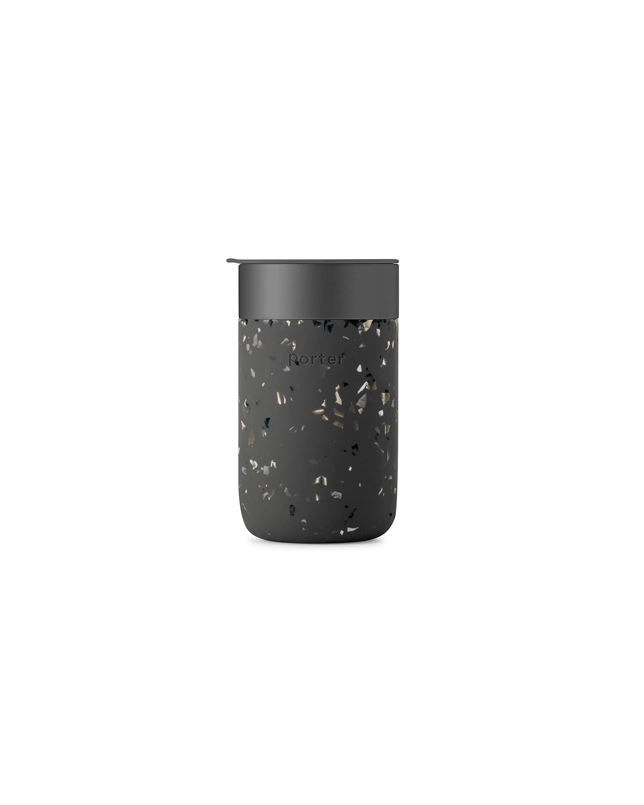 W&P Porter Ceramic Mug w/ Protective Silicone Sleeve, Terrazzo Charcoal 16 Ounces | On-the-Go | Reusable Cup for Coffee or Tea | Portable | Dishwasher Safe