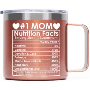 breezy valley mothers day gifts for mom from daughter son, best gifts for mom mug - #1 mom coffee mug gifts for mom mothers day mug, happy birthday gifts funny mom nutrition facts mug, 14oz