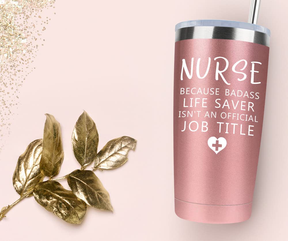 Ritgssi Nursing Student Gifts Nurse Graduation Gift Nurses Week Gifts 20oz Rose Gold Funny Travel Tumbler College Nurse Appreciation Gifts Chirstmas Presents Travel Cup Gift Set With Straw