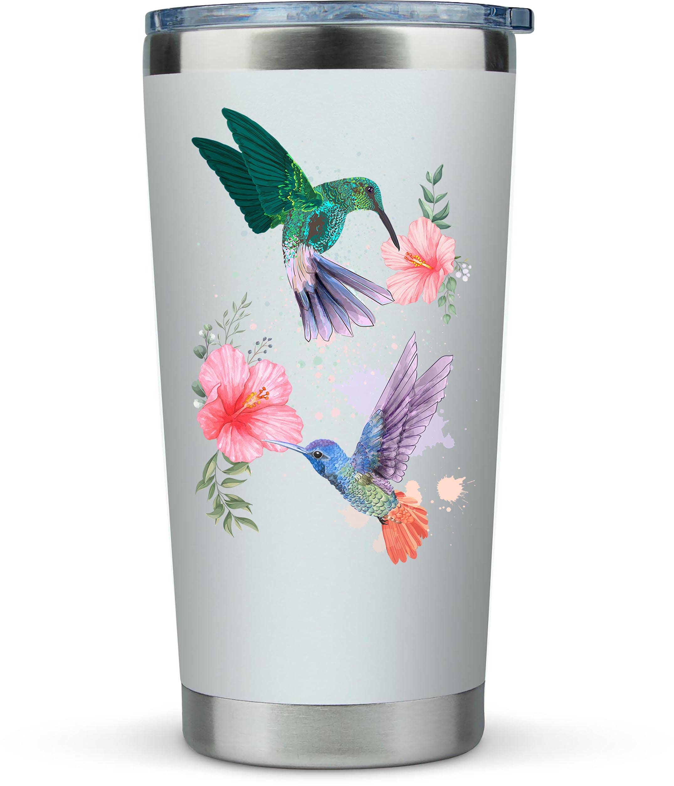 KLUBI Hummingbird Gifts for Women - Large 20oz Tumbler Mug for Coffee or Any Drink - Cute Idea for Bird Lovers