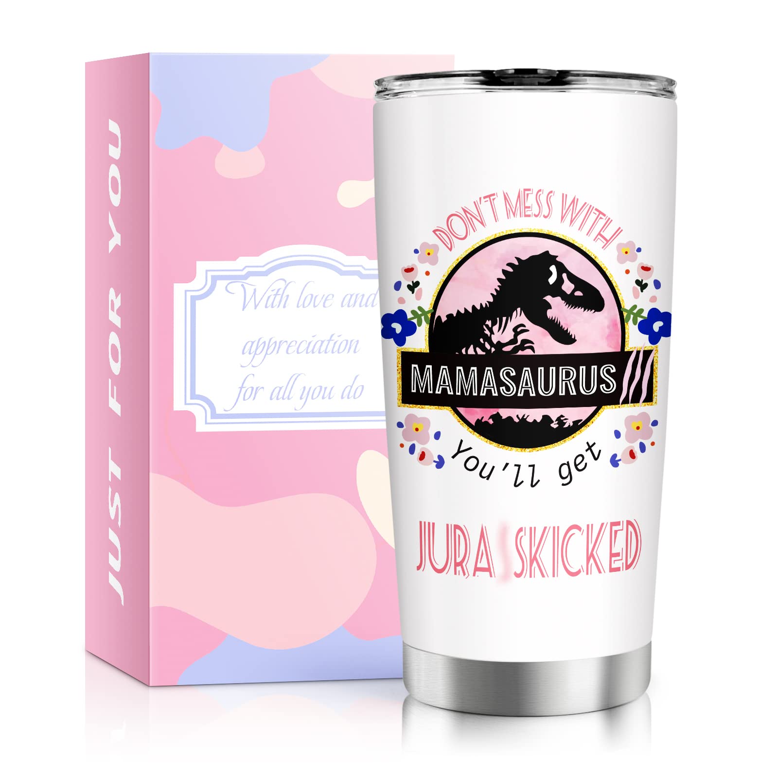 Gifts for Mom from Daughter, Son, Husband-Best Mom Ever Gifts, Funny Mothers Day Gift Birthday Gifts for Mom Mamasaurus Tumbler Great Mother Present First Mothers Day Gifts for New Mom 20 Oz