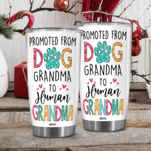 BECHUSKY Gifts For Grandma, Grandma Gift Tumbler, New Baby Reveal For Grandma, Stainless Steel Tumbler 20oz, Pregnancy Announcement, Cute Mom Nana Mimi Women Woman Grandmother Mothers Day Future V2