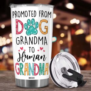 BECHUSKY Gifts For Grandma, Grandma Gift Tumbler, New Baby Reveal For Grandma, Stainless Steel Tumbler 20oz, Pregnancy Announcement, Cute Mom Nana Mimi Women Woman Grandmother Mothers Day Future V2