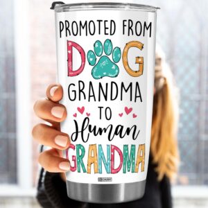 BECHUSKY Gifts For Grandma, Grandma Gift Tumbler, New Baby Reveal For Grandma, Stainless Steel Tumbler 20oz, Pregnancy Announcement, Cute Mom Nana Mimi Women Woman Grandmother Mothers Day Future V2