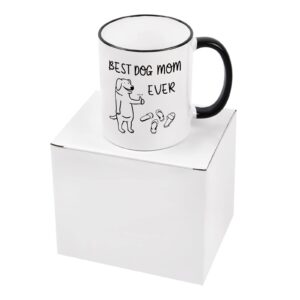 Maustic Dog Mom Gifts for Women, Best Dog Mom Ever Mug, Dog Mom Mothers Day Christmas Birthday Gifts, Best Dog Mom Gifts, Dog Lovers Gifts for Women, Funny Dog Mom Mug Cup Ceramic 11 Oz